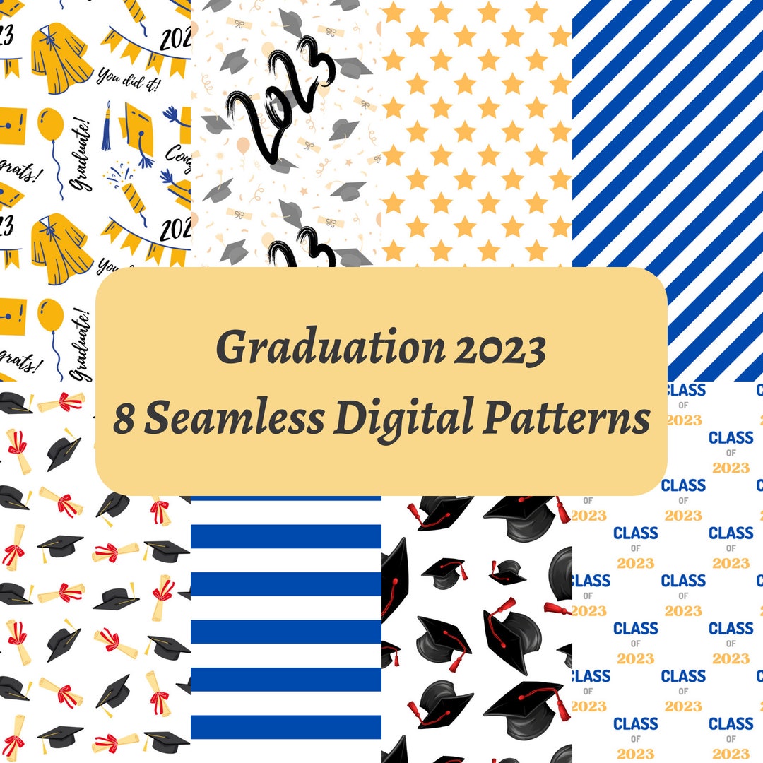 Graduation 2023 Seamless Pattern, Grad Cap, Gown, Diploma Seamless ...