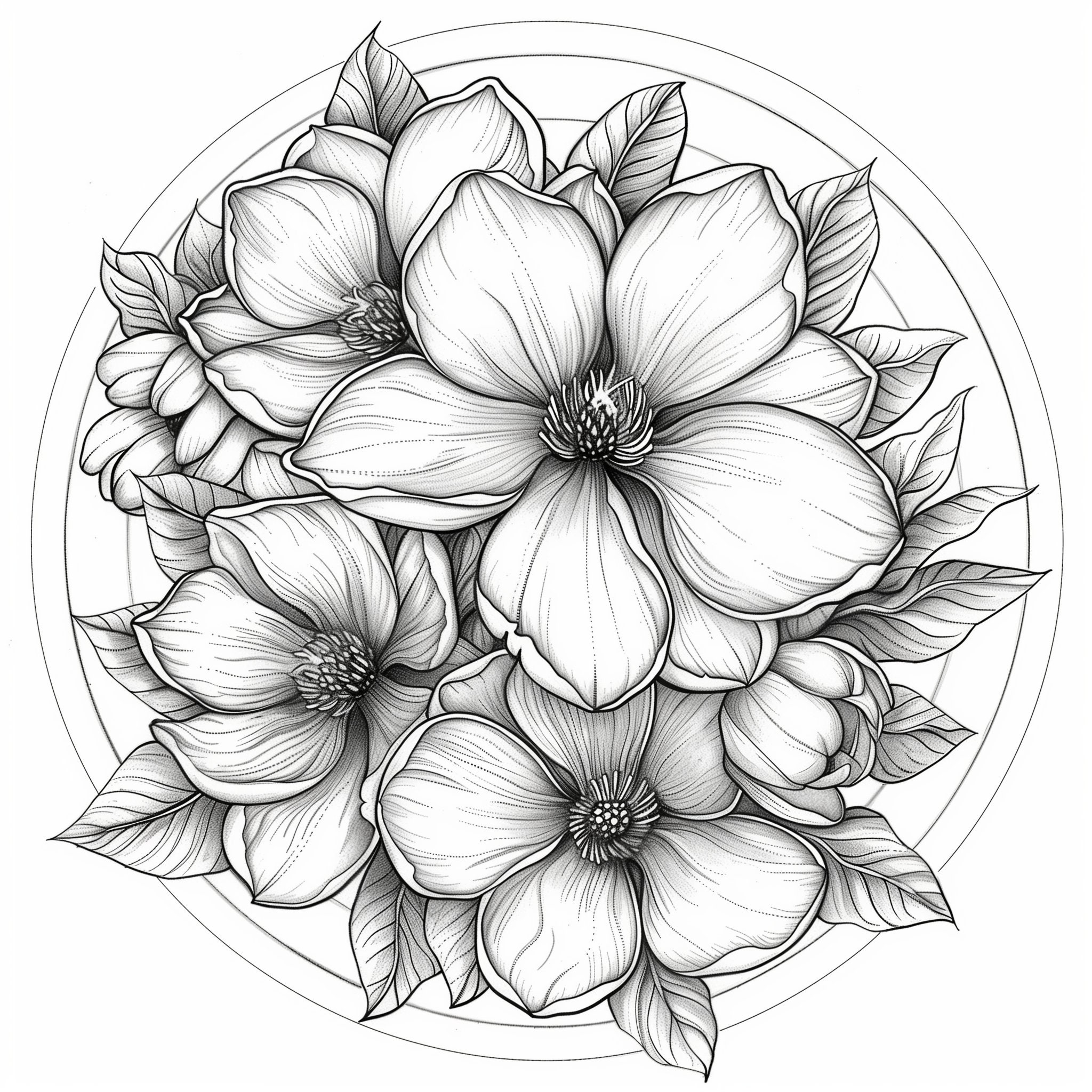 Spring Flowers Mandala Coloring Pages - Etsy