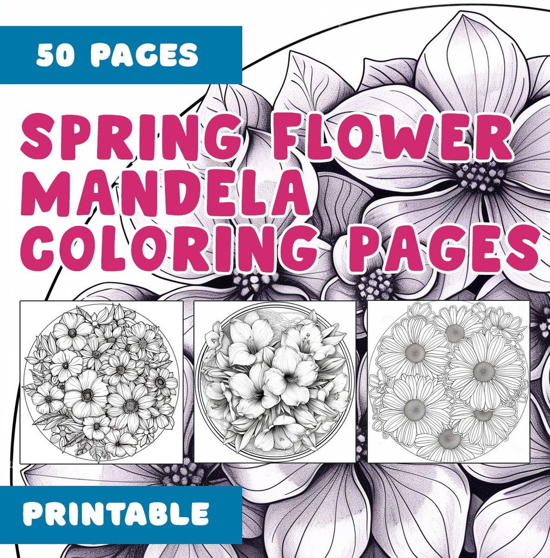 Spring Flowers Mandala Coloring Pages - Etsy