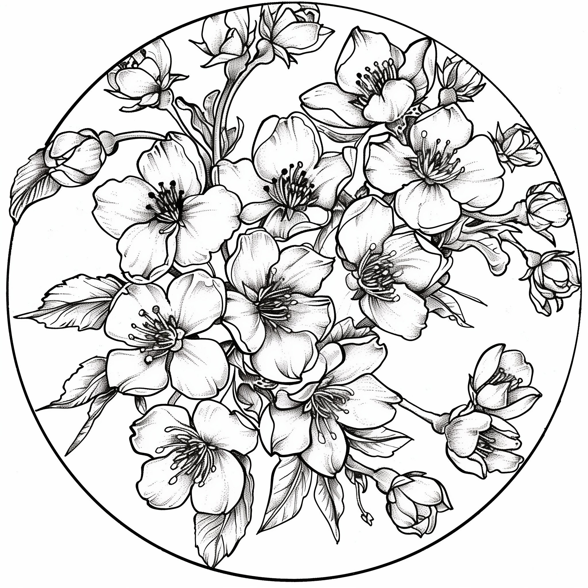 Spring Flowers Mandala Coloring Pages - Etsy