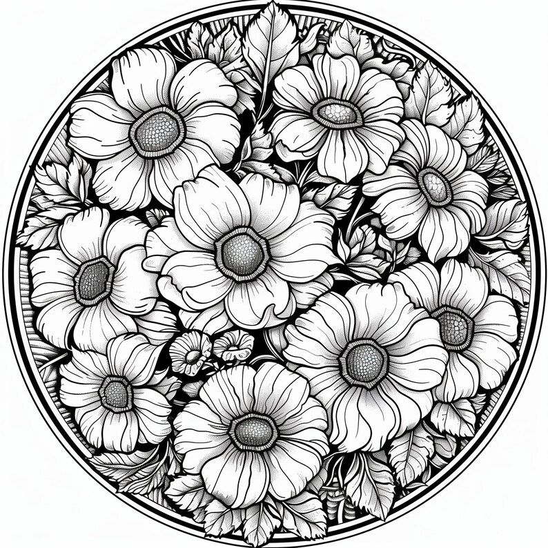 Spring Flowers Mandala Coloring Pages - Etsy