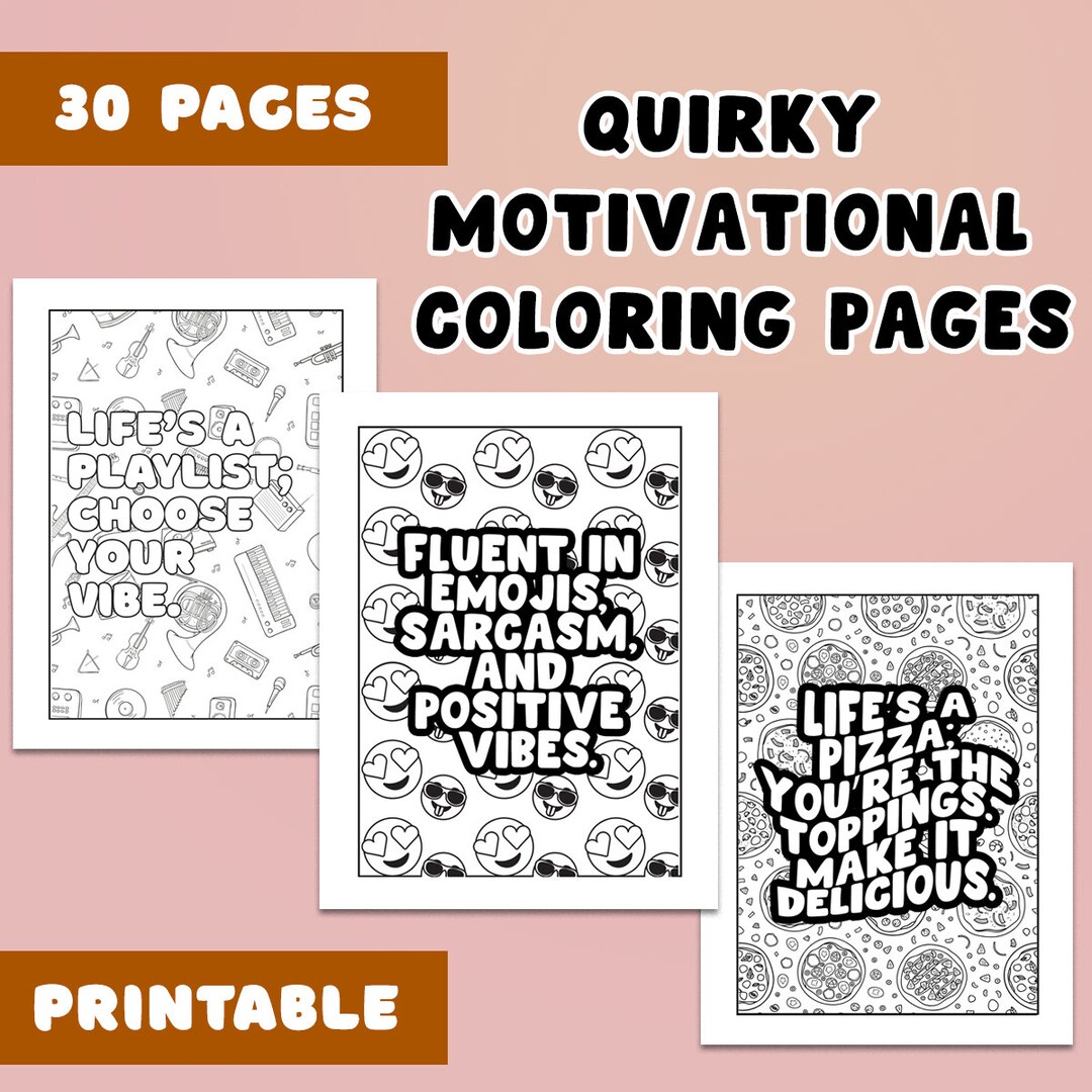Quirky Adult Motivational Coloring Pages - Etsy