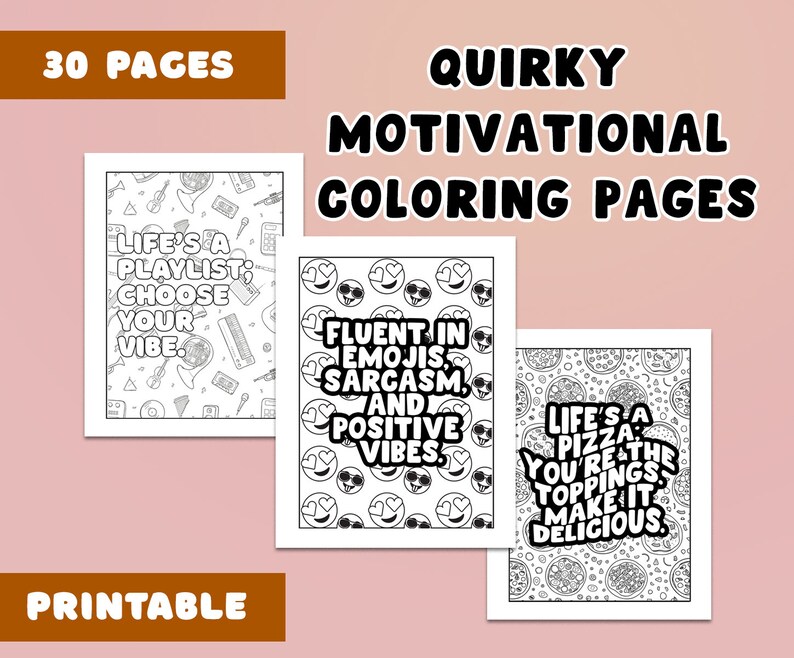 Quirky Adult Motivational Coloring Pages - Etsy