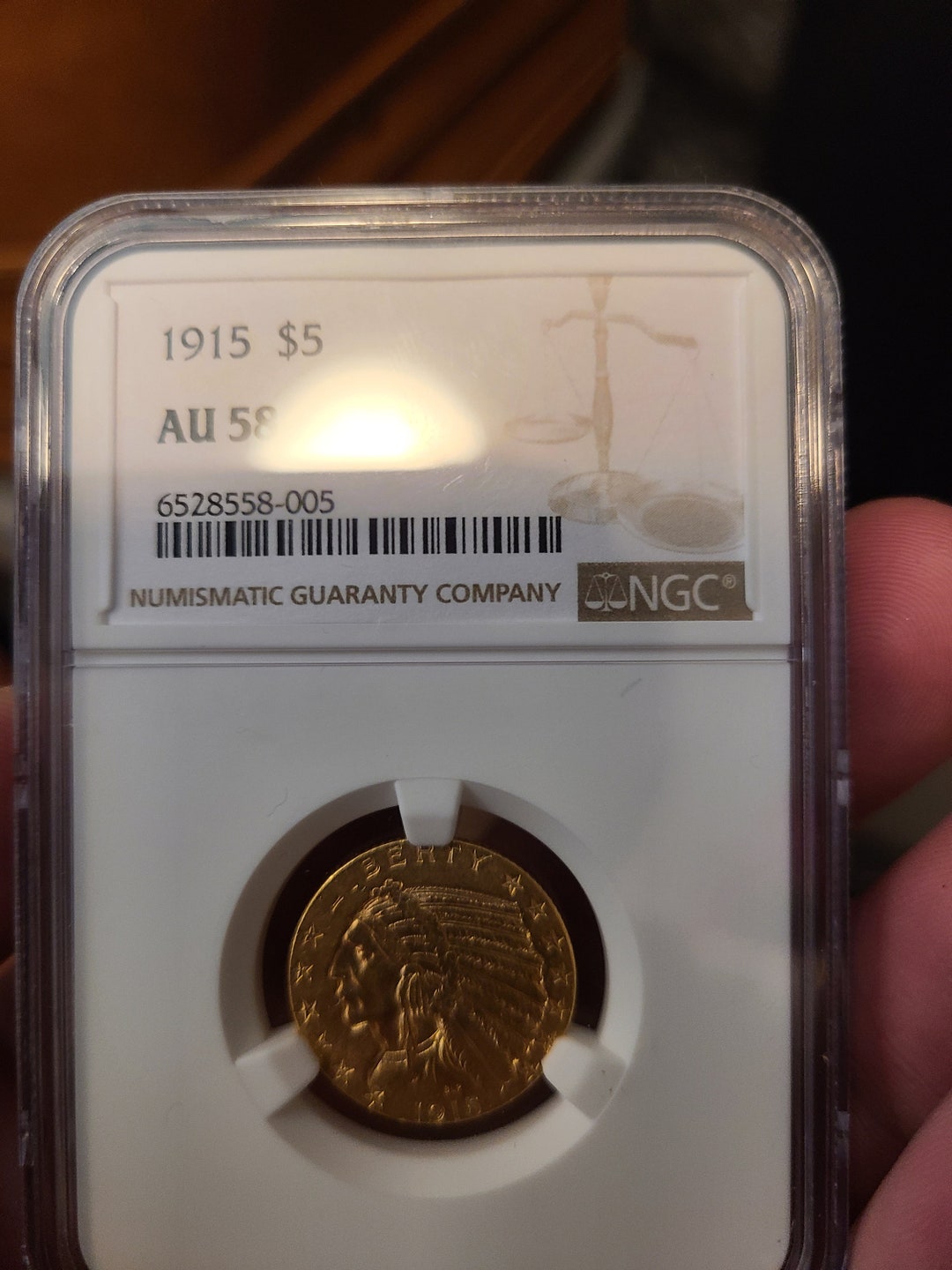 1915-P Five-dollar Gold Half Eagle NGC Certified AU58 - Etsy