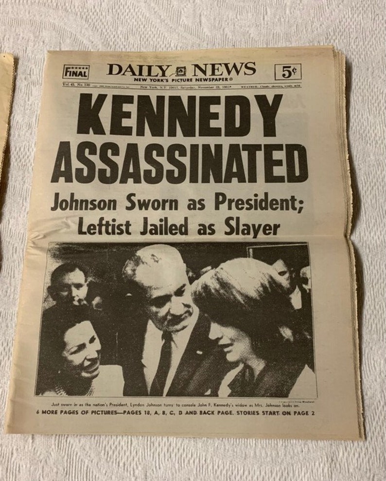 JFK Assassination Newspaper Vintage Pristine Condition and Unique Daily ...