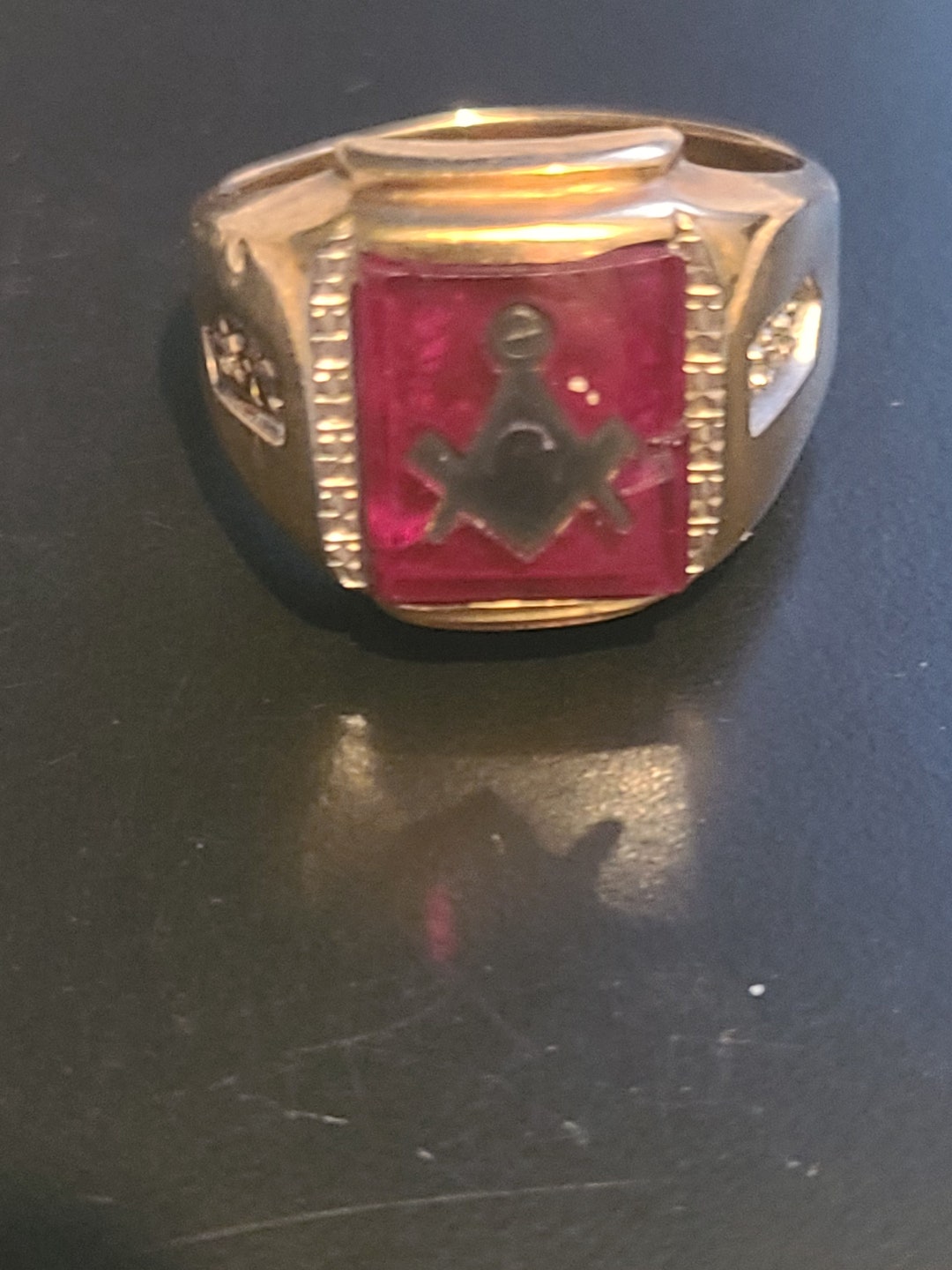 Men's 10kt Masonic Ring W/diamonds - Etsy