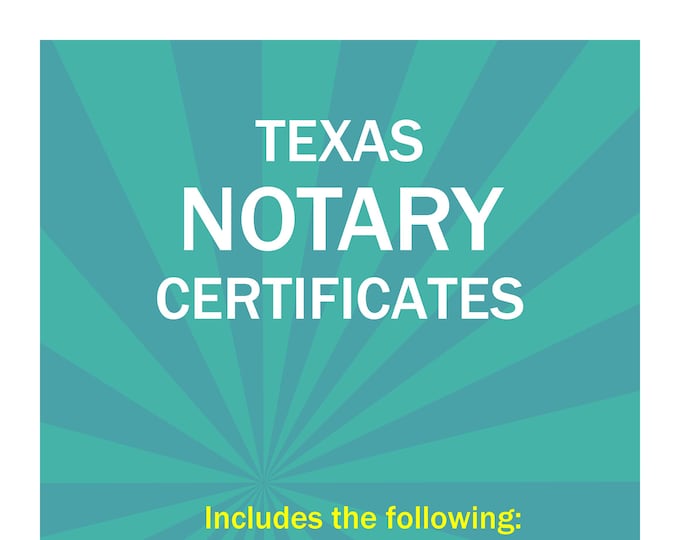 State of Texas-three Notary Certificates: Acknowledgment, Jurat, Notary ...