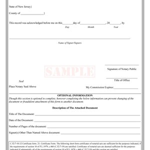 State of New Jersey-three Notary Certificates: Acknowledgment, Jurat ...