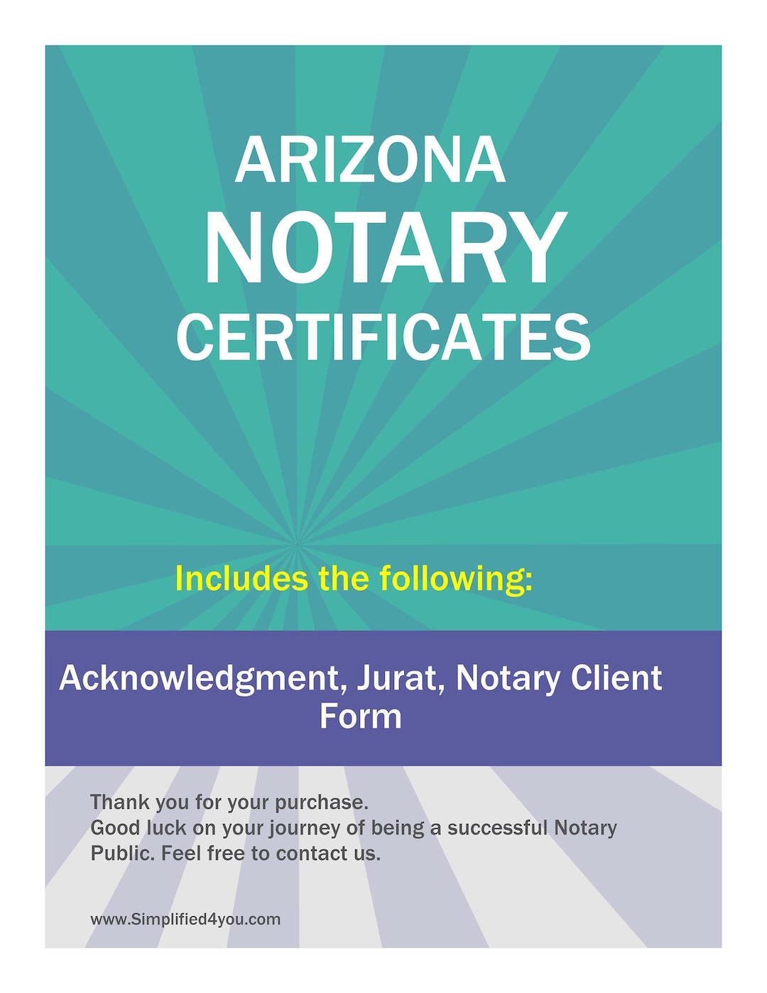 State of Arizona-three Notary Certificates: Acknowledgment, Jurat ...