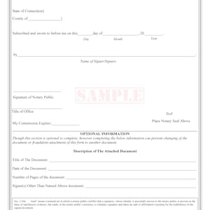 State of Connecticut-three Notary Certificates: Acknowledgment, Jurat ...