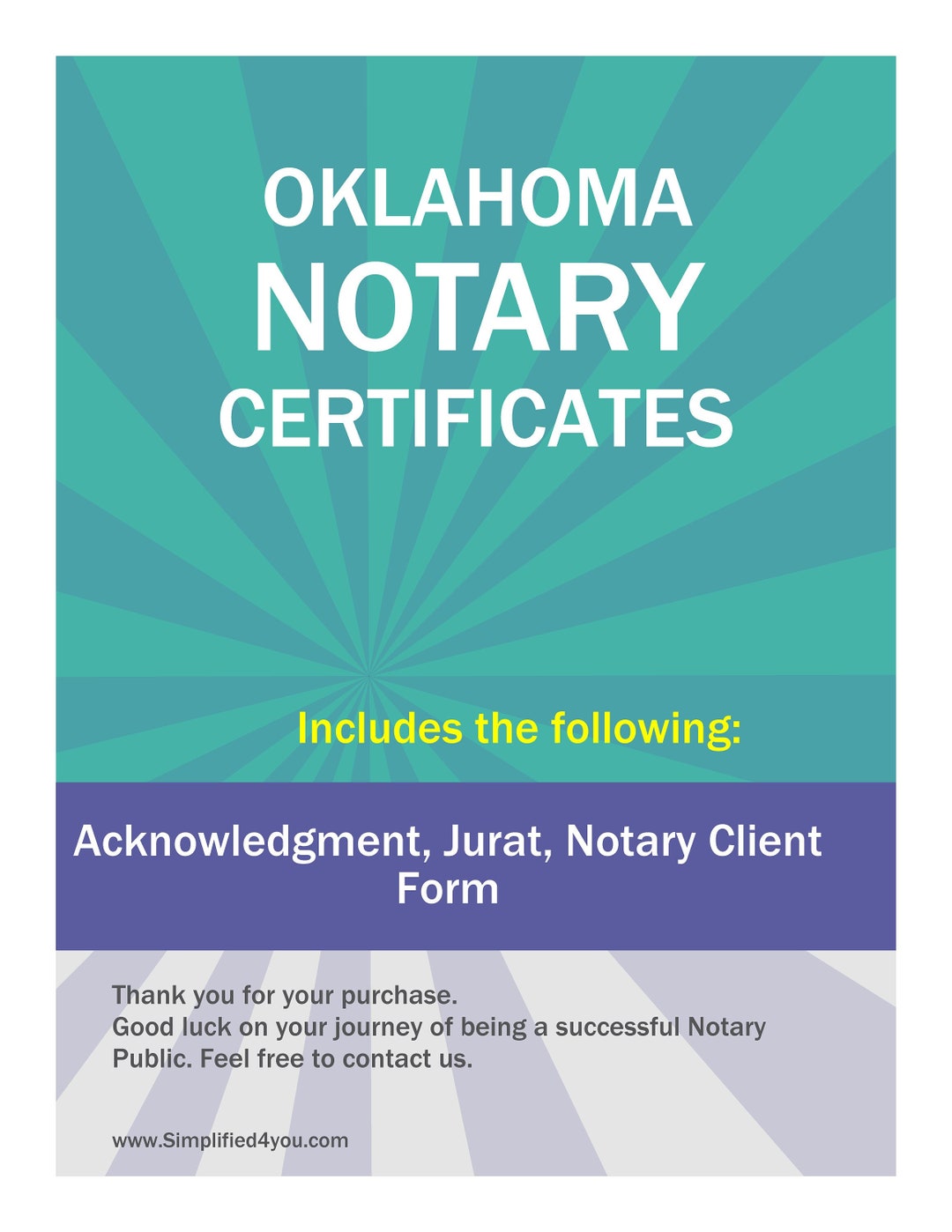 State of Oklahoma-three Notary Certificates: Acknowledgment, Jurat ...