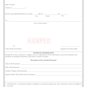 State of Texas-three Notary Certificates: Acknowledgment, Jurat, Notary ...