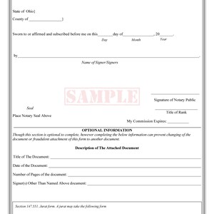 State of Ohio-three Notary Certificates: Acknowledgment, Jurat, Notary ...