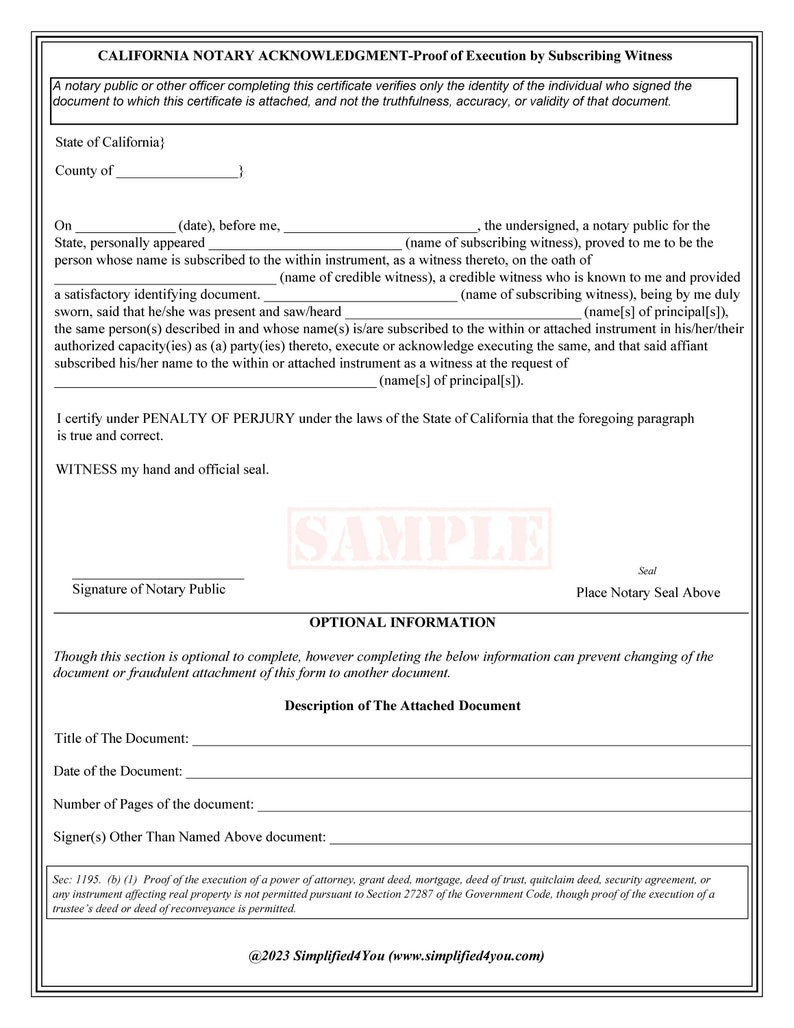 California Notary Certificates: Acknowledgment, Jurat, Power of ...