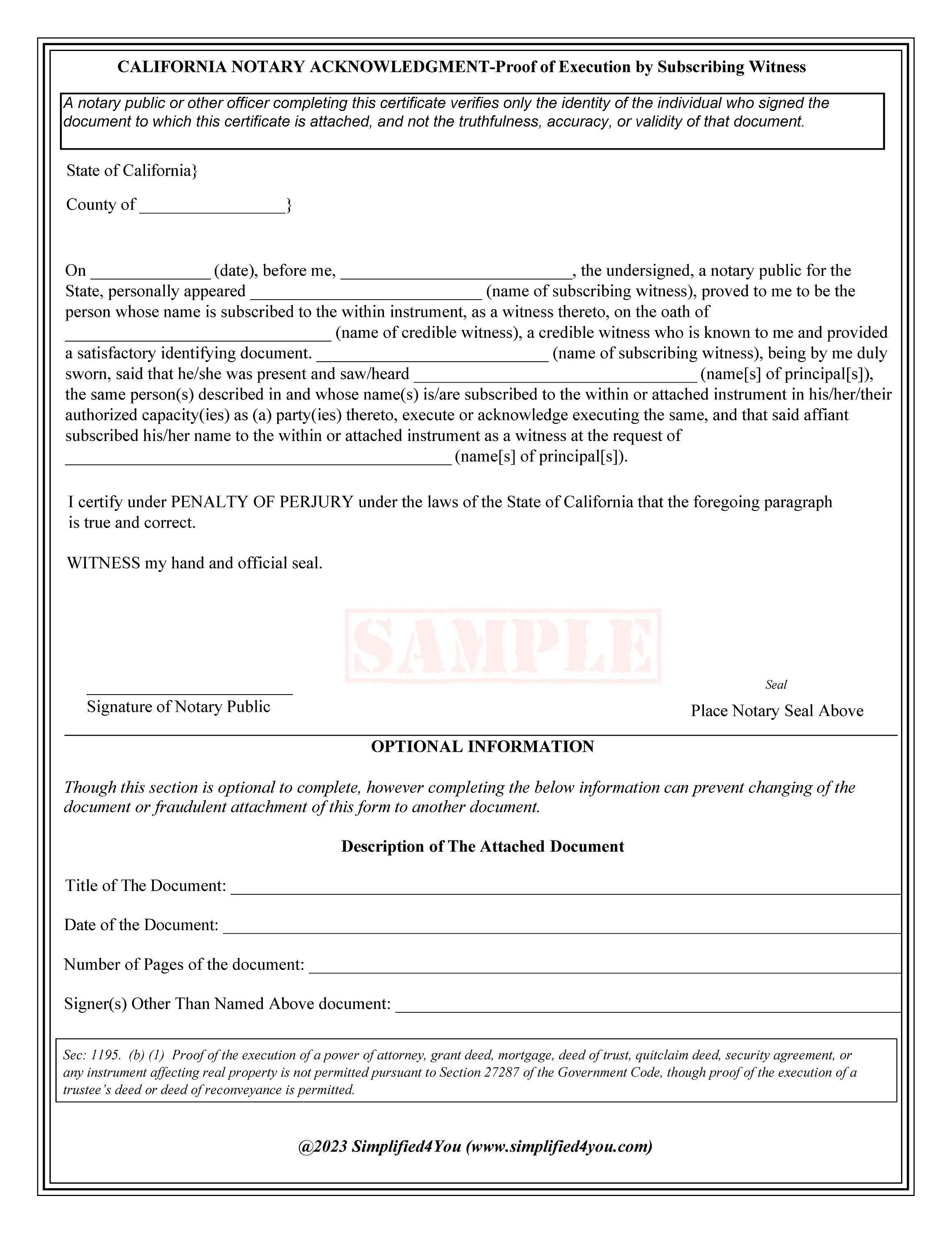 California Notary Certificates: Acknowledgment, Jurat, Power of ...