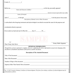 State of Texas-three Notary Certificates: Acknowledgment, Jurat, Notary ...