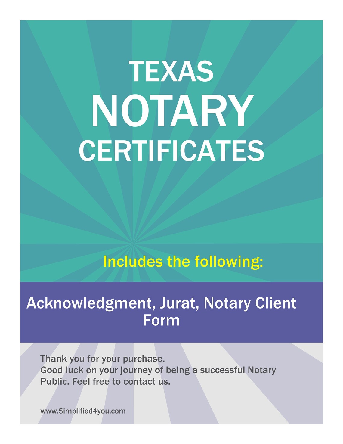 State of Texas-three Notary Certificates: Acknowledgment, Jurat, Notary ...