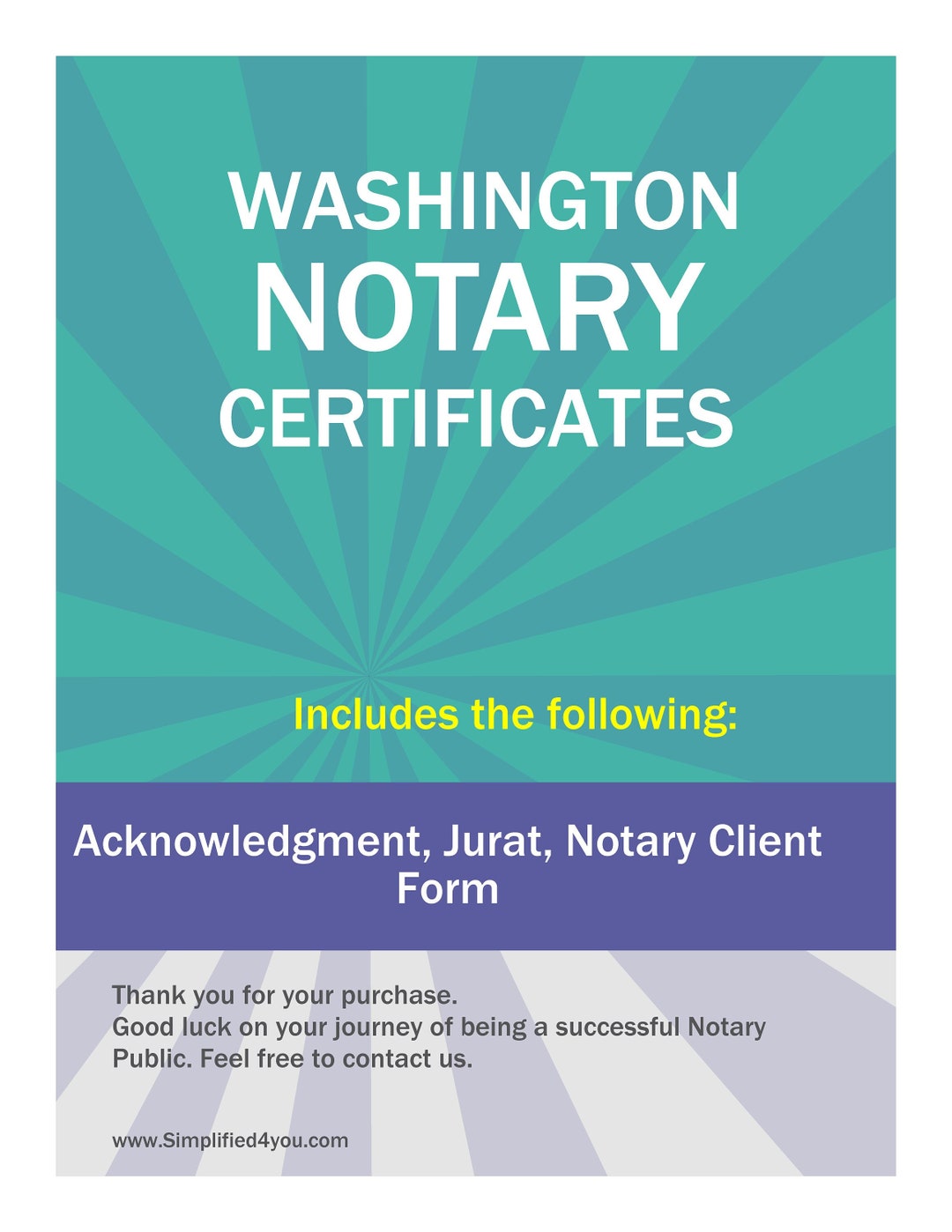 State of Washington-three Notary Certificates: Acknowledgment, Jurat ...