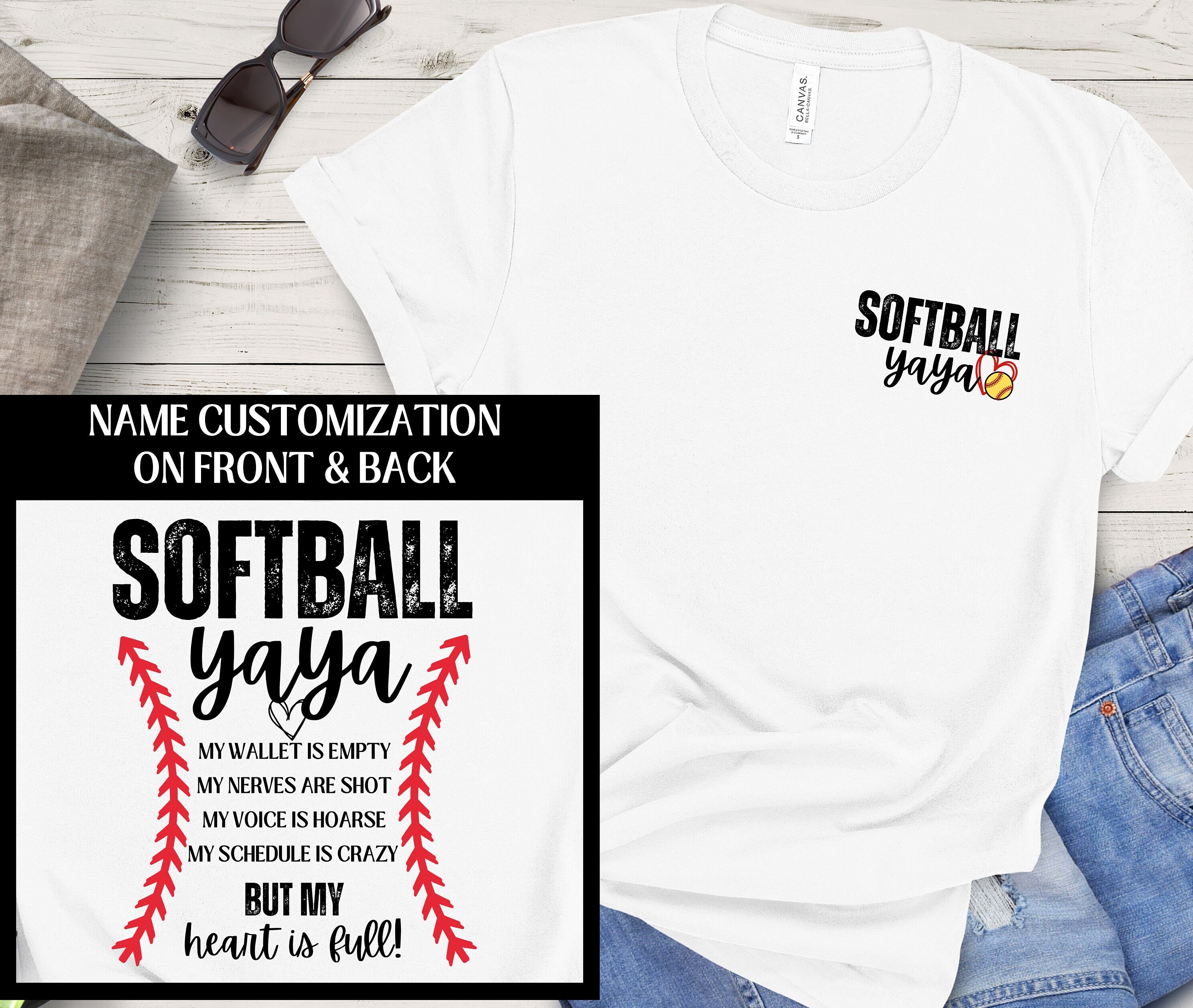 Custom Softball Fan Shirt, Customized, Mom, Mama, Grandma, Grandpa ...