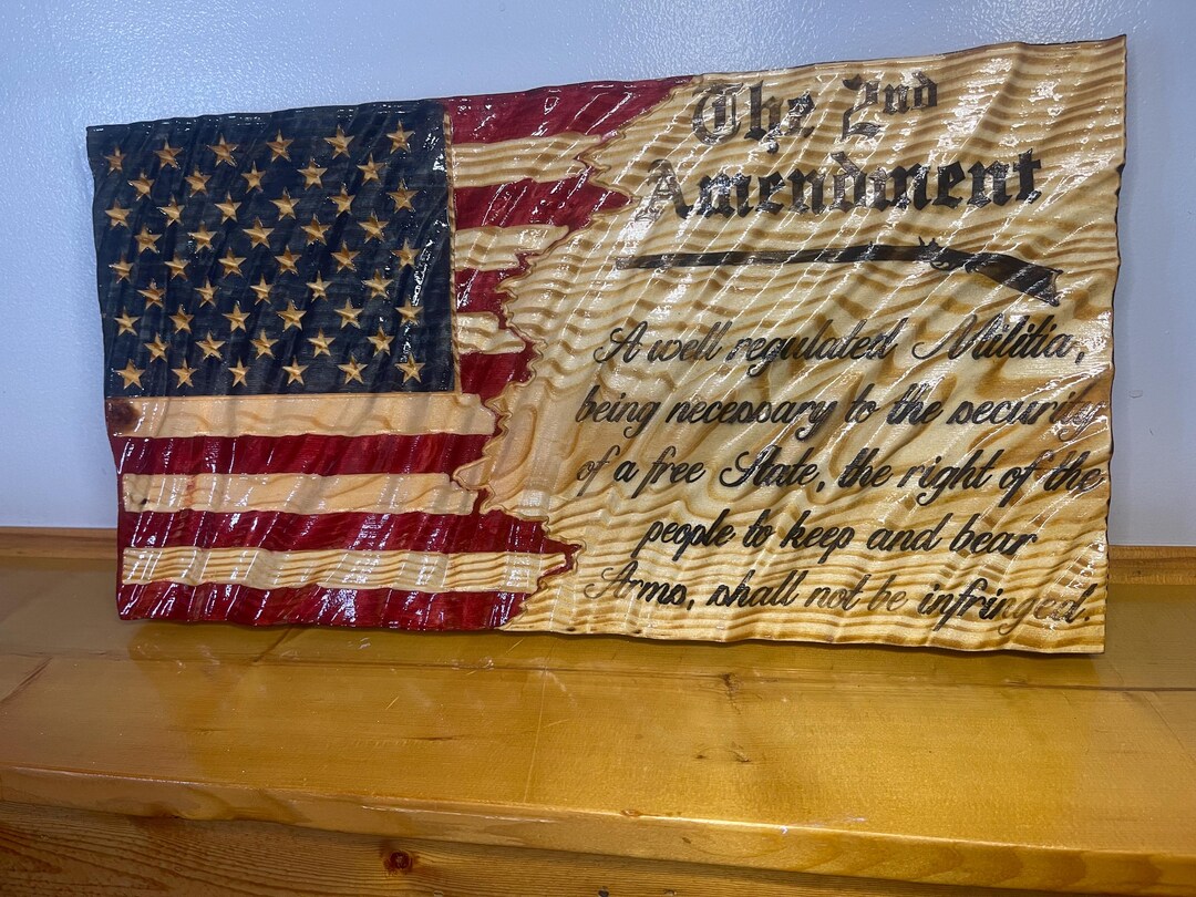 Wavy 2nd Amendment Flag, 2nd Amendment Wooden Flag, Wooden USA Flag ...