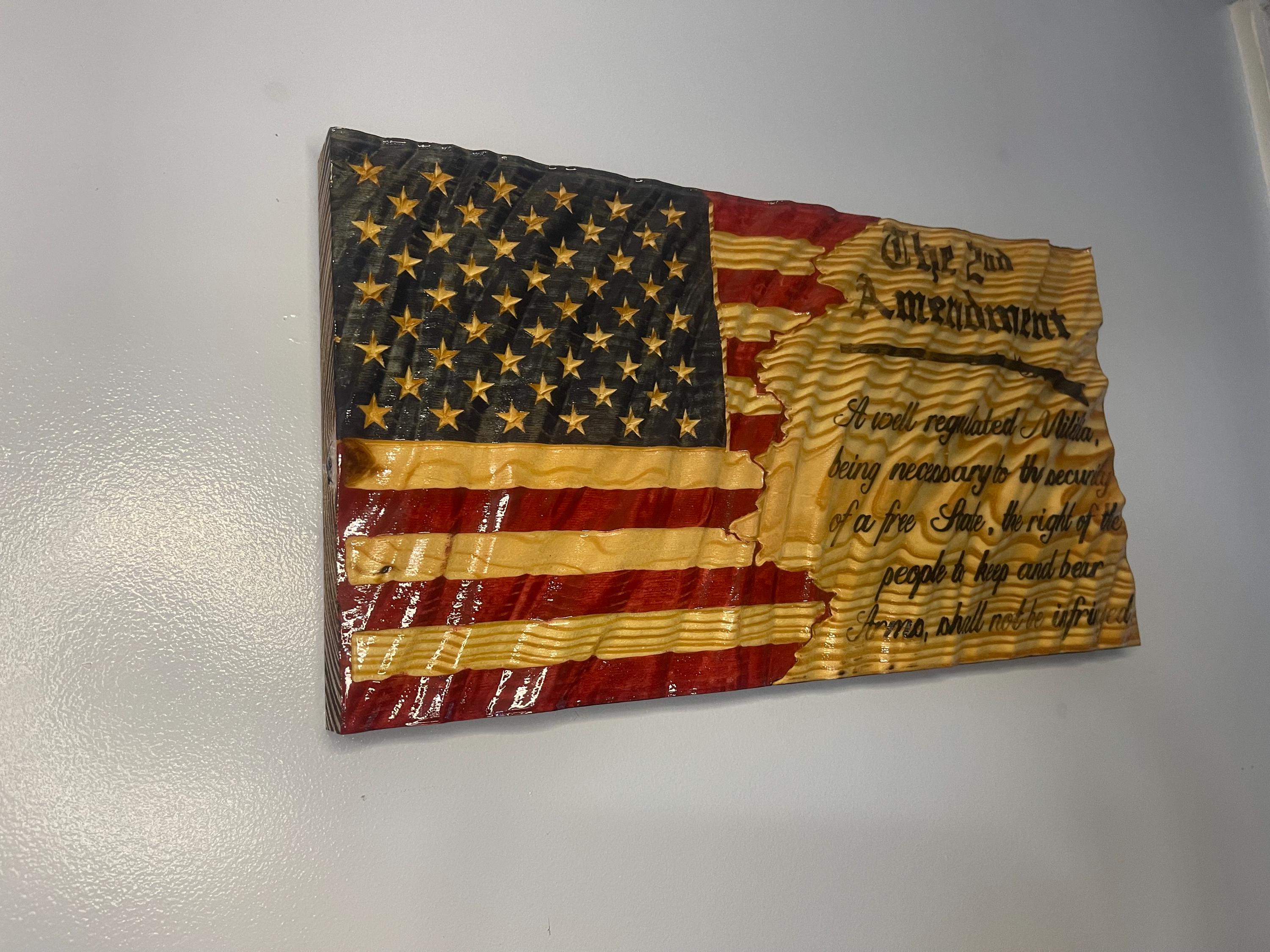 Wavy 2nd Amendment Flag, 2nd Amendment Wooden Flag, Wooden USA Flag ...