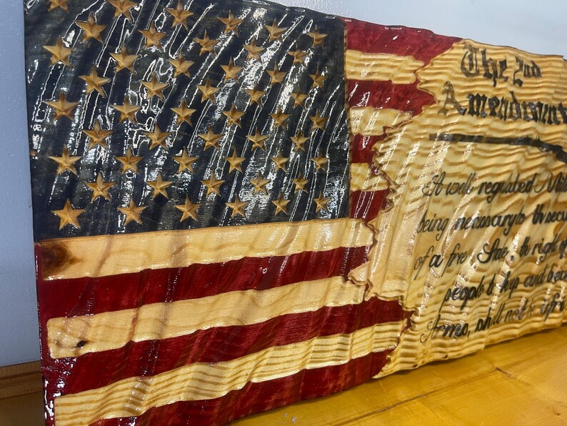 Wavy 2nd Amendment Flag, 2nd Amendment Wooden Flag, Wooden USA Flag ...