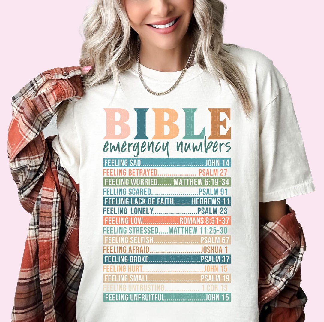 Bible Emergency Numbers Christianity Graphic Shirt Christian Prayer Tee ...