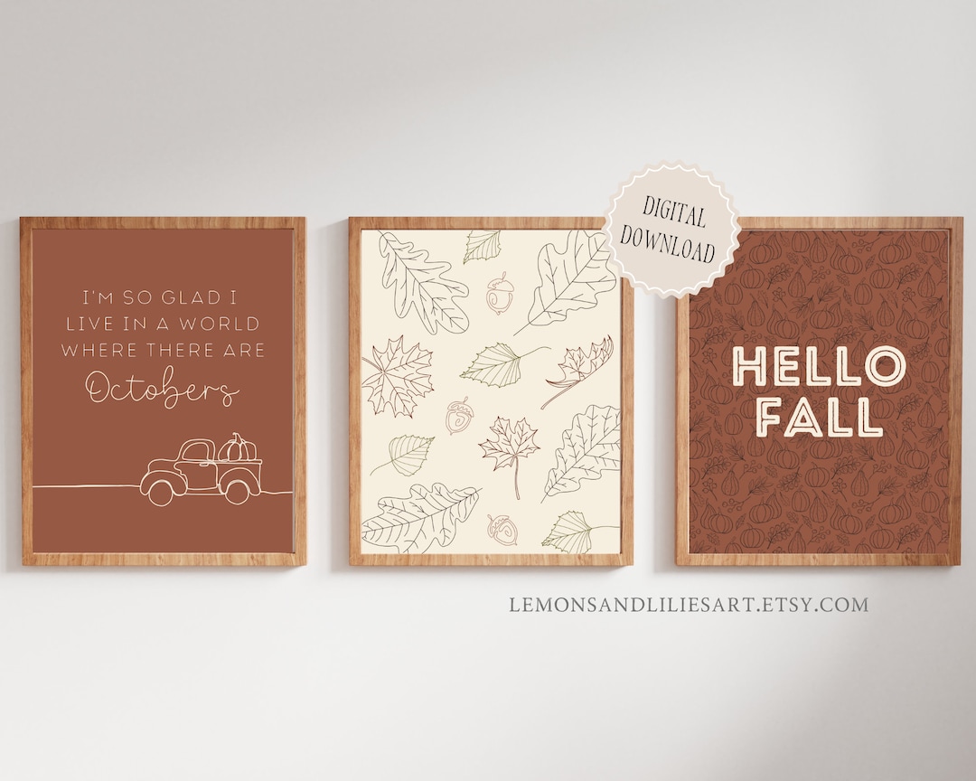 Set of 3: Hello Fall DIGITAL DOWNLOAD | Home Decor, Home Wall Art, Home ...