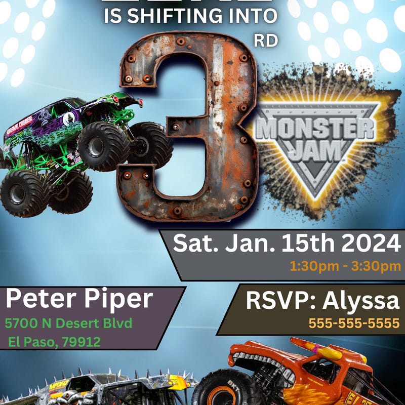 Monster Jam Invites - Etsy
