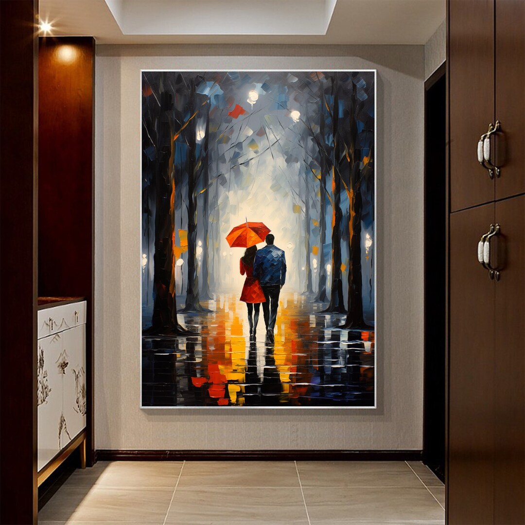Abstract Romantic Couple Oil Painting on Canvas Large Wall - Etsy