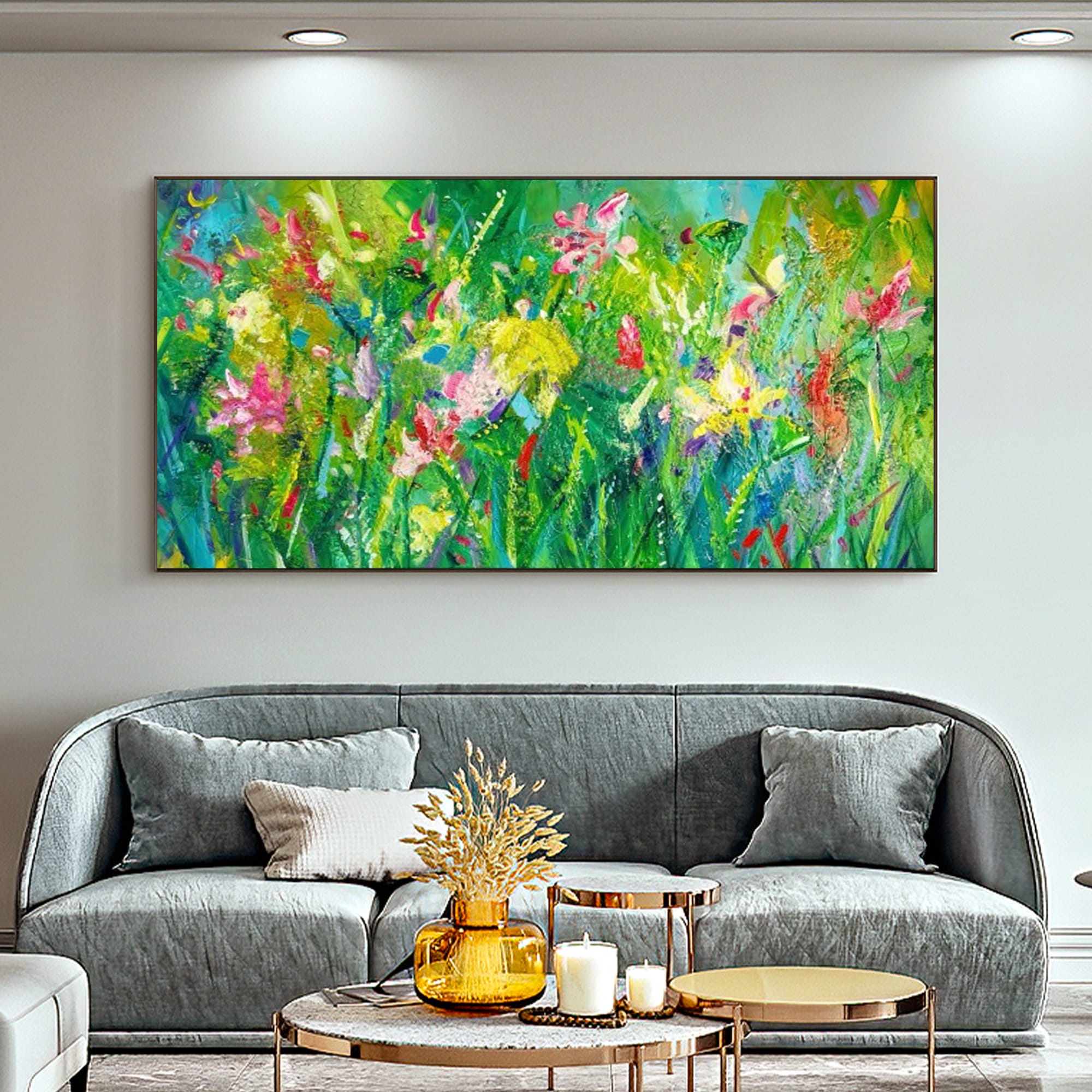 Abstract Flower Landscape Oil Painting on Canvaslarge - Etsy
