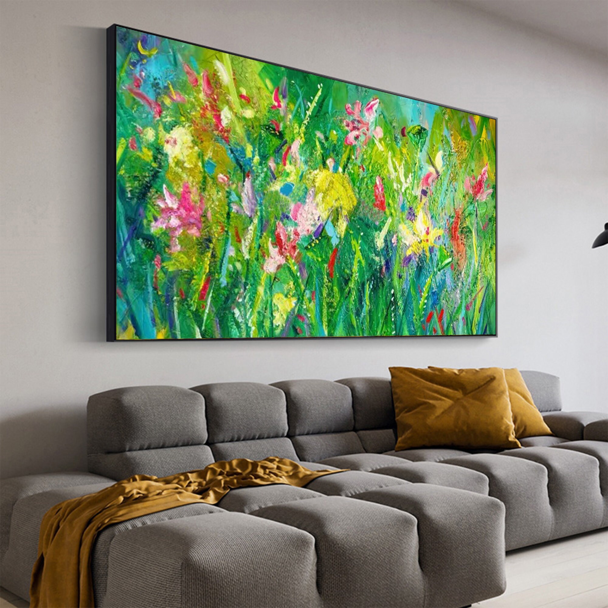 Abstract Flower Landscape Oil Painting on Canvaslarge - Etsy