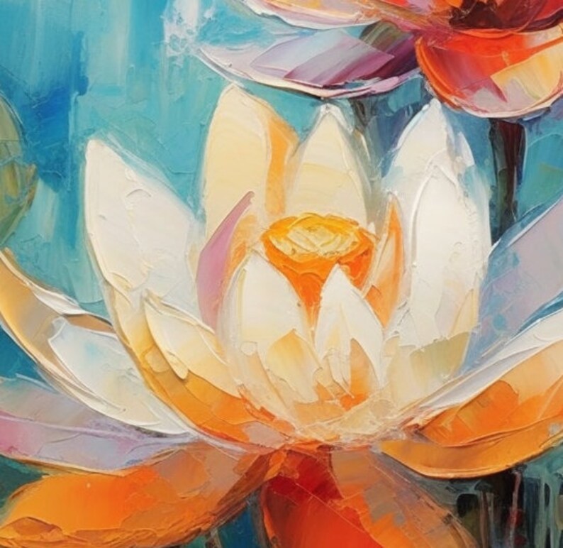 Abstract Lotus Flower Oil Painting on Canvas Large Wall Art - Etsy