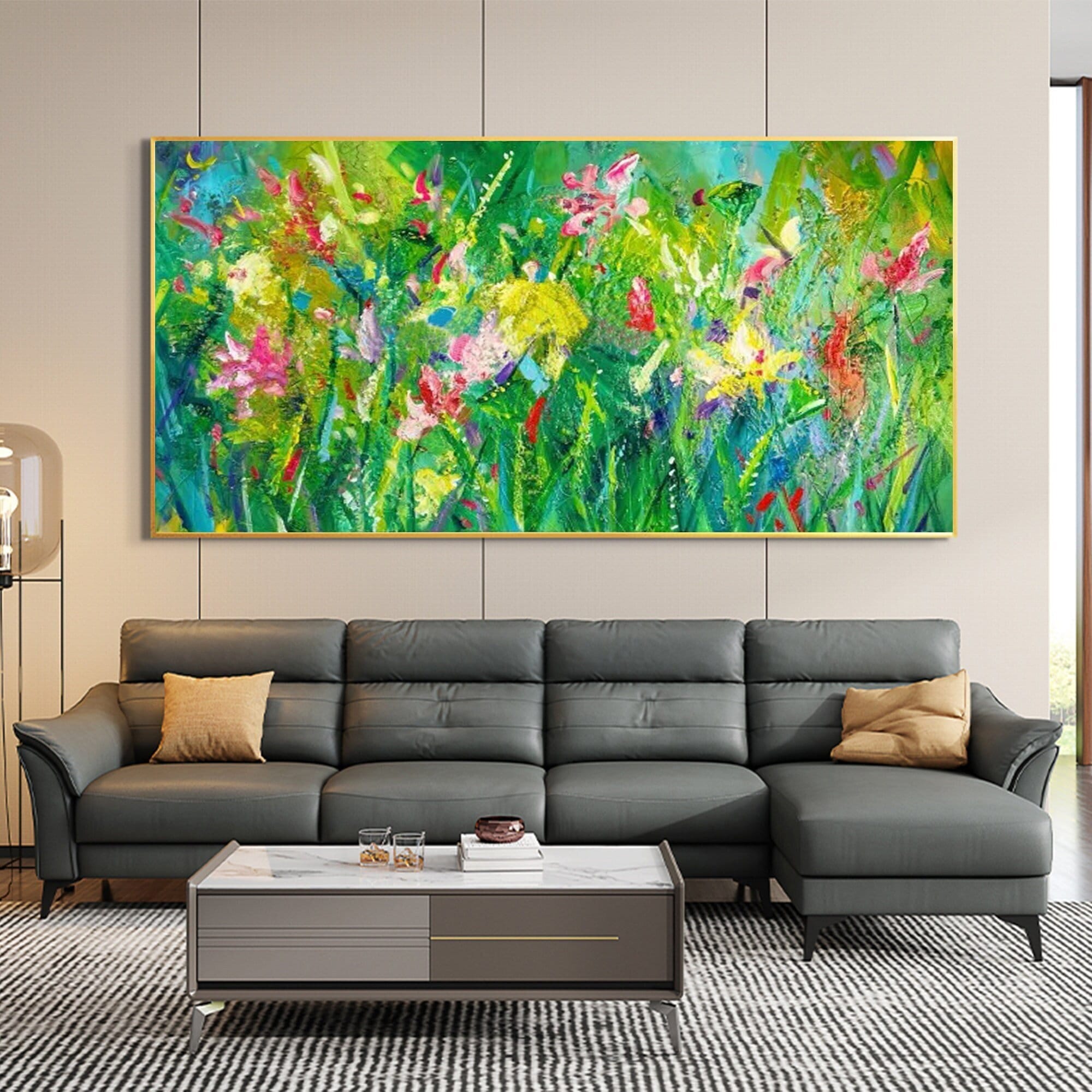 Abstract Flower Landscape Oil Painting on Canvaslarge - Etsy