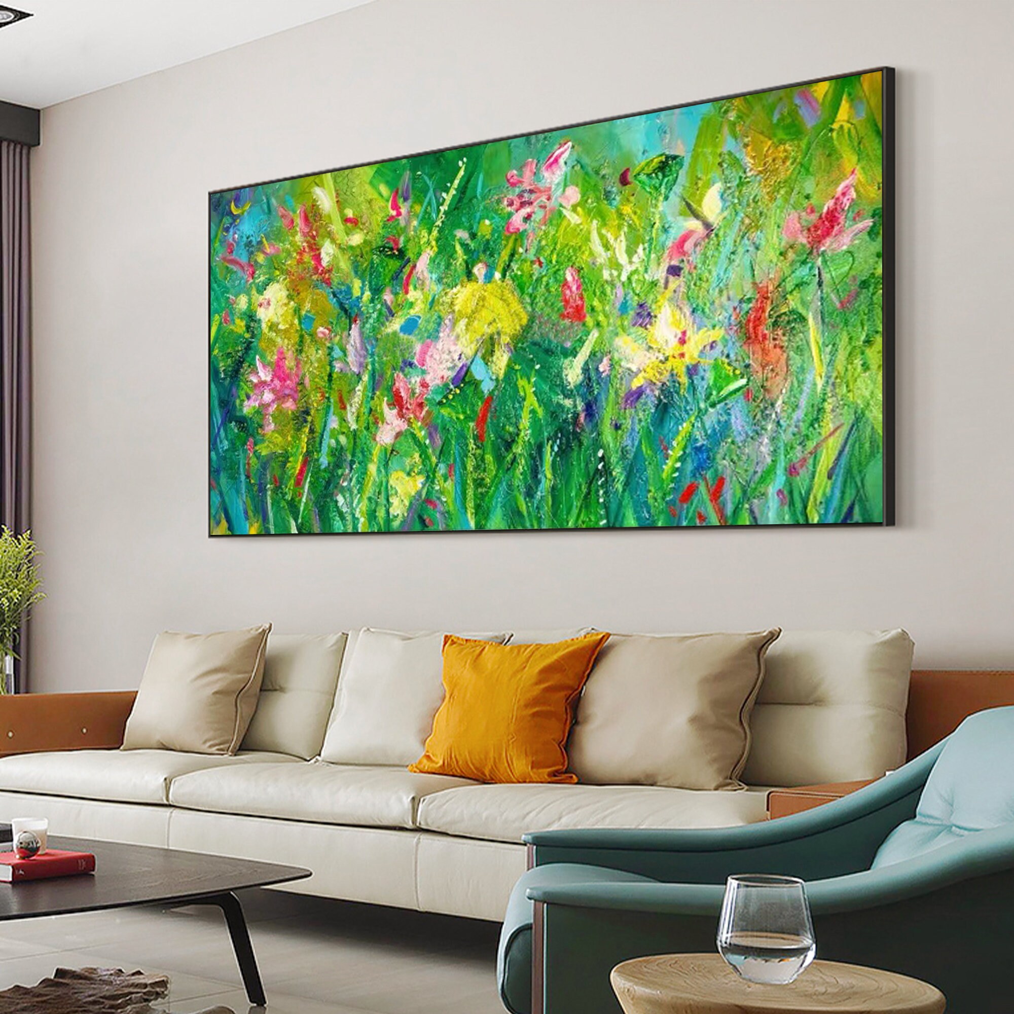 Abstract Flower Landscape Oil Painting on Canvaslarge - Etsy