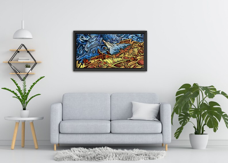 Defender Abstract Arcade Art, Retro 80s & 90s Video Pixel Wall Decor ...