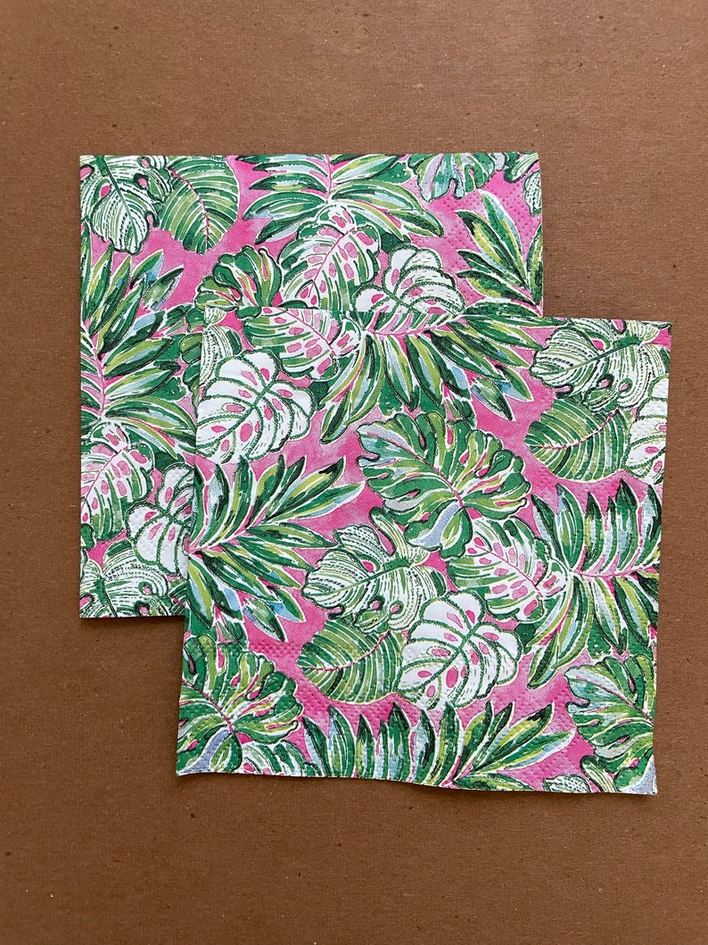 2 Decoupage Napkins, Palm Leaves Tropical Paper Napkins , 10 X 10 ...