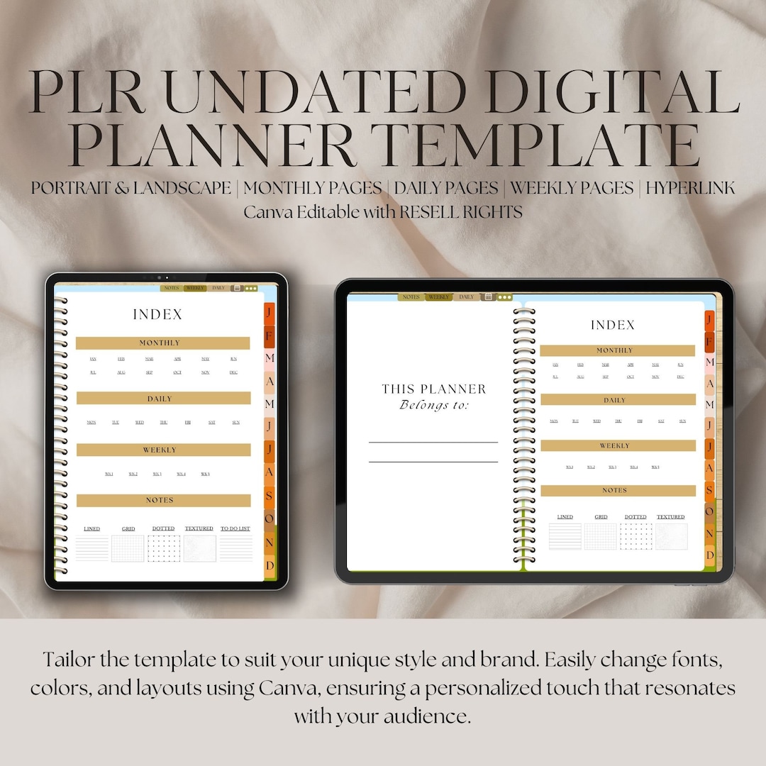 PLR Undated Digital Canva Planner TEMPLATE, Editable Canva Planner ...