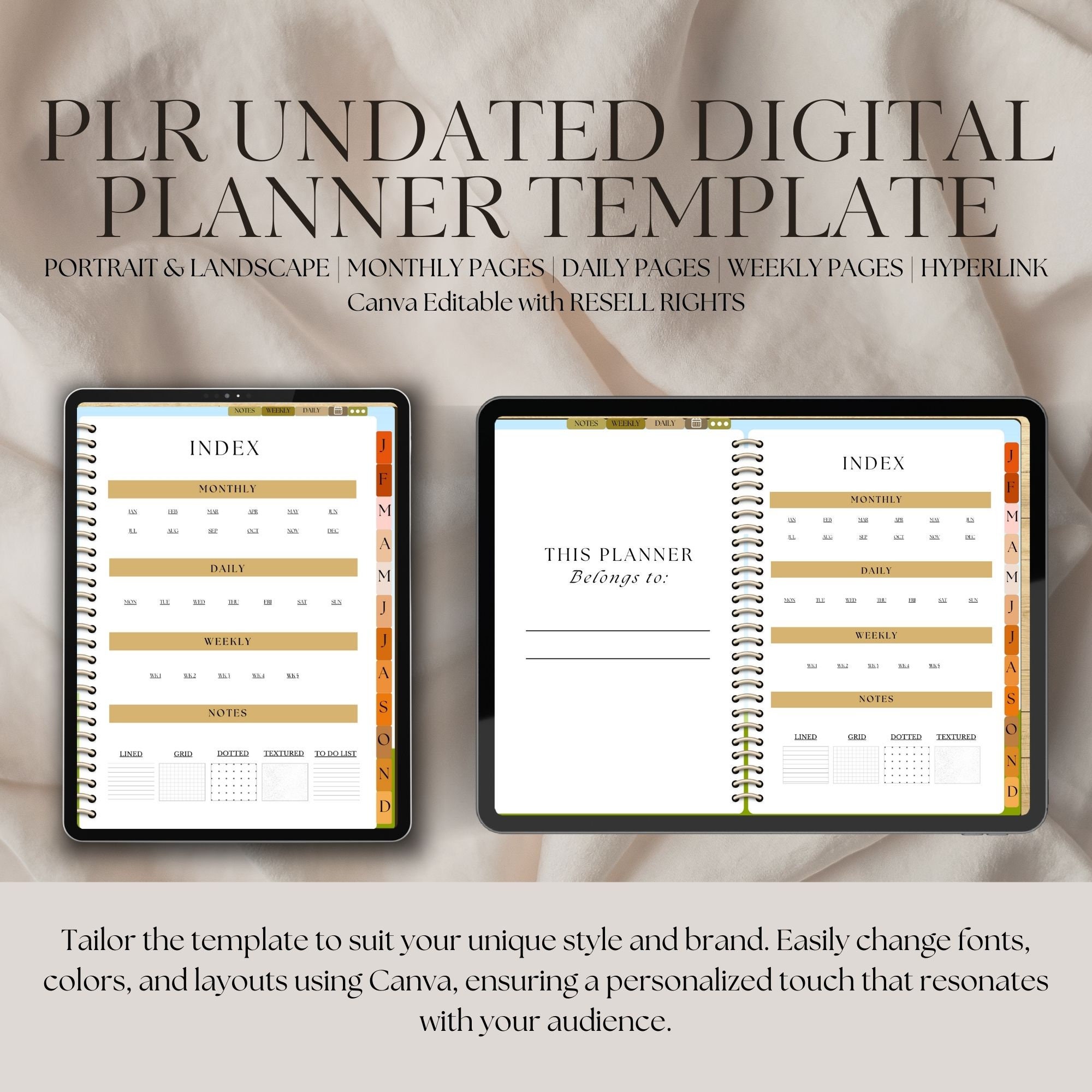 PLR Undated Digital Canva Planner TEMPLATE, Editable Canva Planner Template, Digital Planner ...