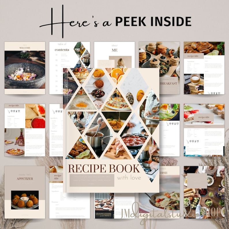 Recipe Book Template 30-page Canva Recipe Book Customizable Cookbook ...