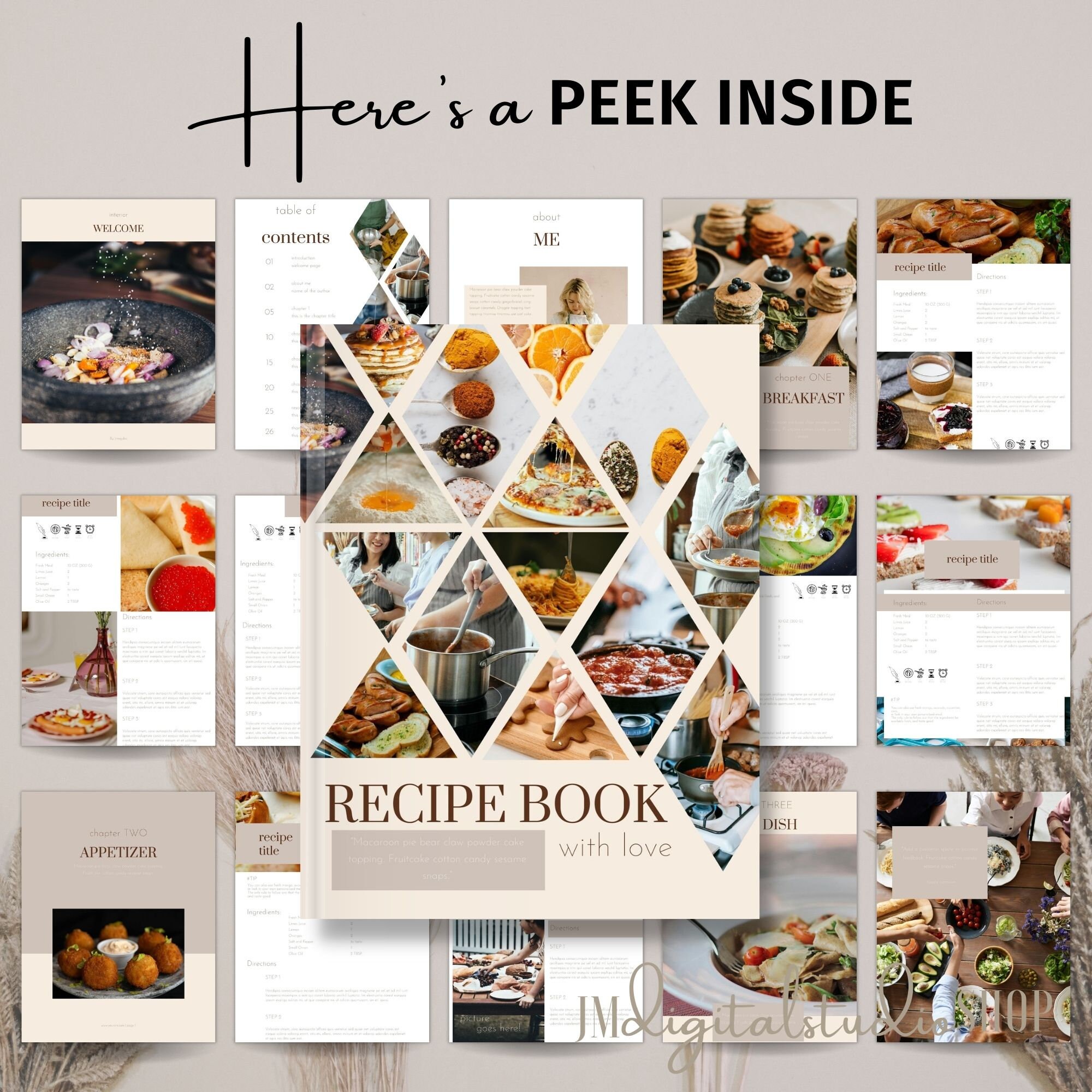 Recipe Book Template 30-page Canva Recipe Book Customizable Cookbook ...