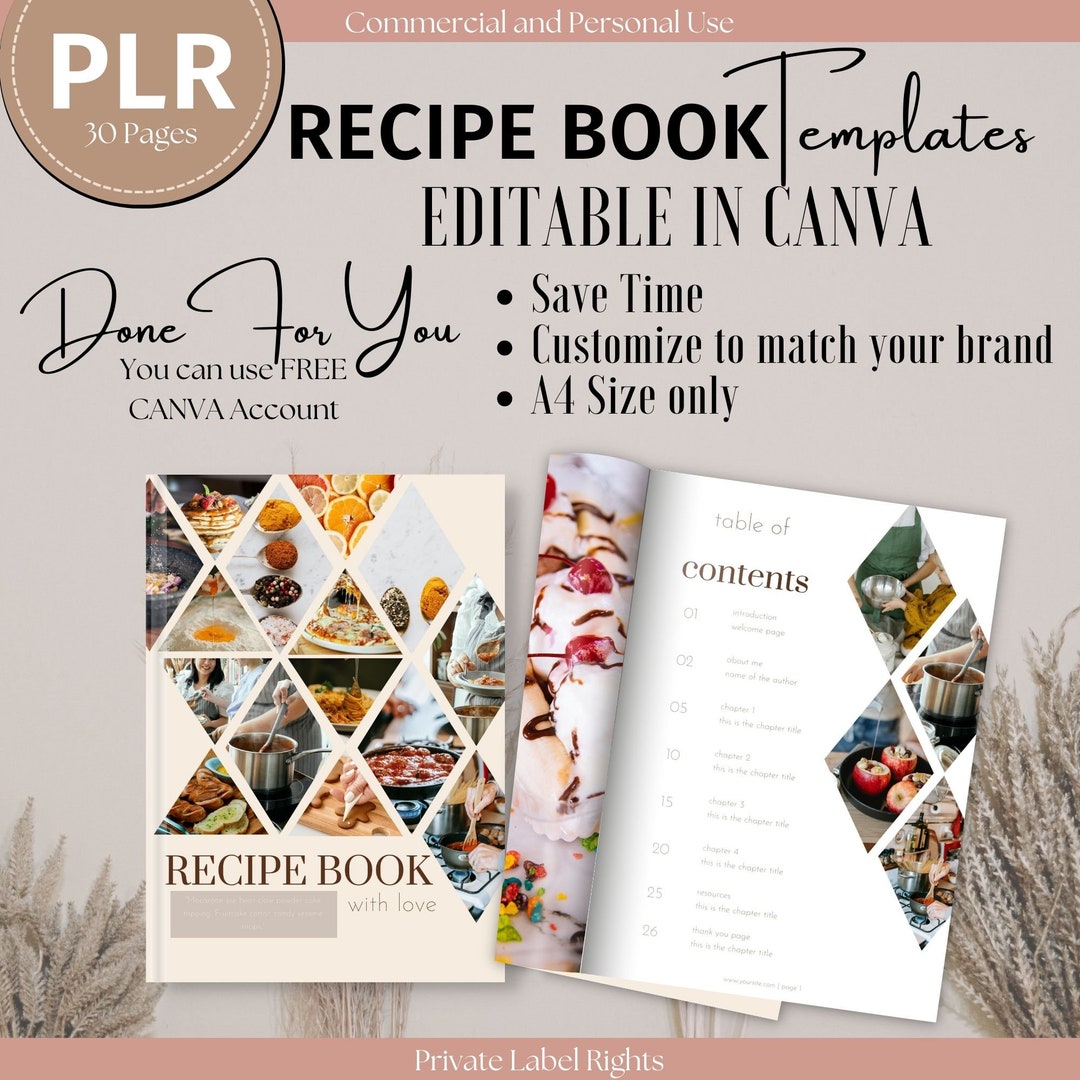 Recipe Book Template 30-page Canva Recipe Book Customizable Cookbook ...