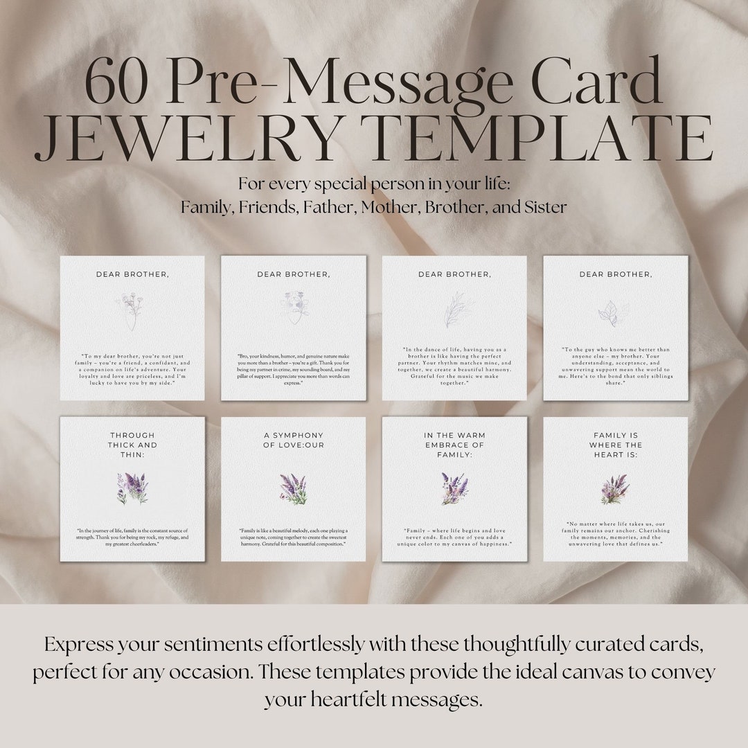 Pre-message Card Jewelry Template - Canva Template Message Card, Custom ...