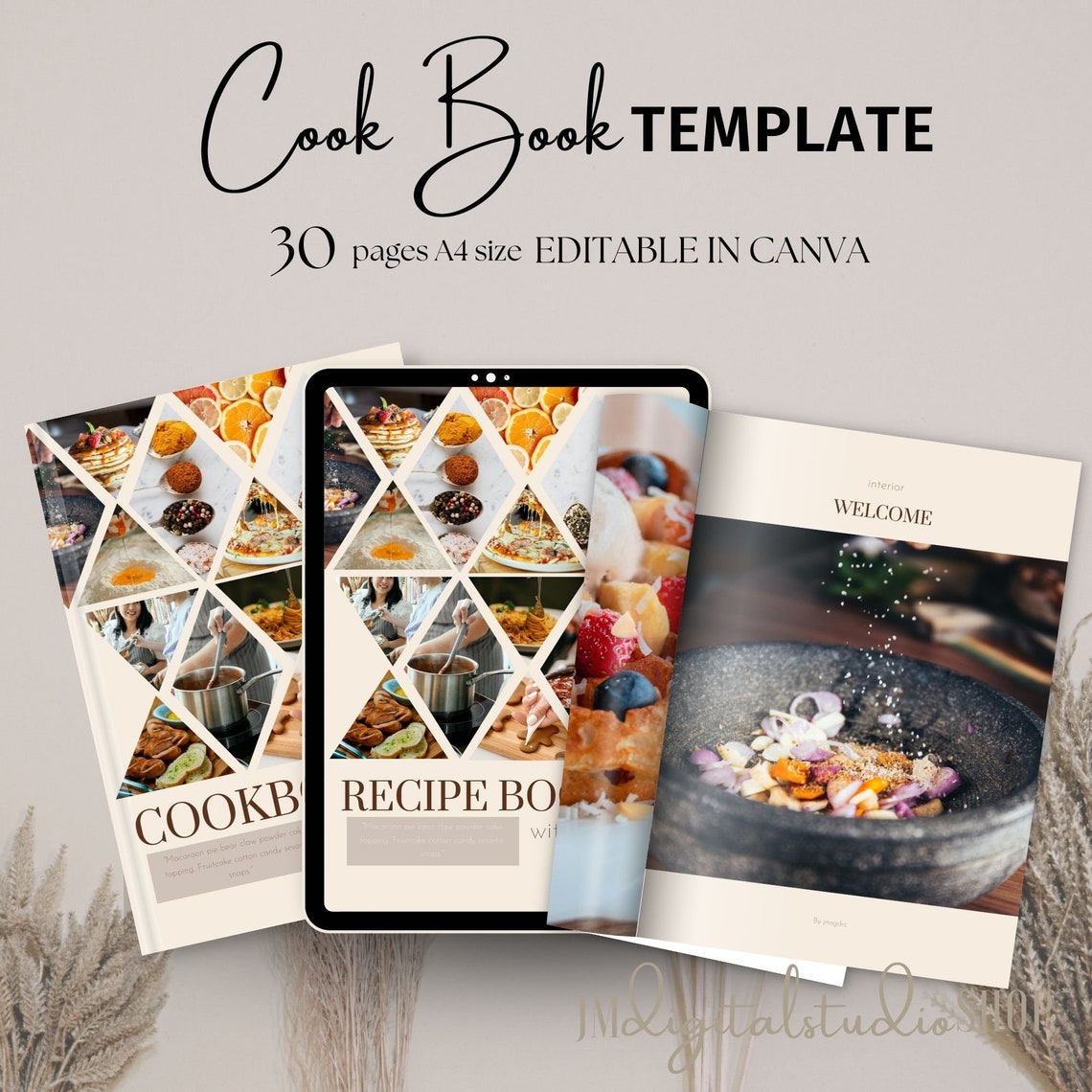 Recipe Book Template 30-page Canva Recipe Book Customizable Cookbook ...