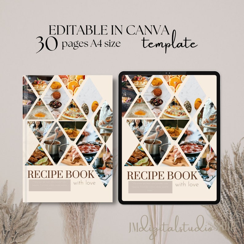 Recipe Book Template 30-page Canva Recipe Book Customizable Cookbook ...