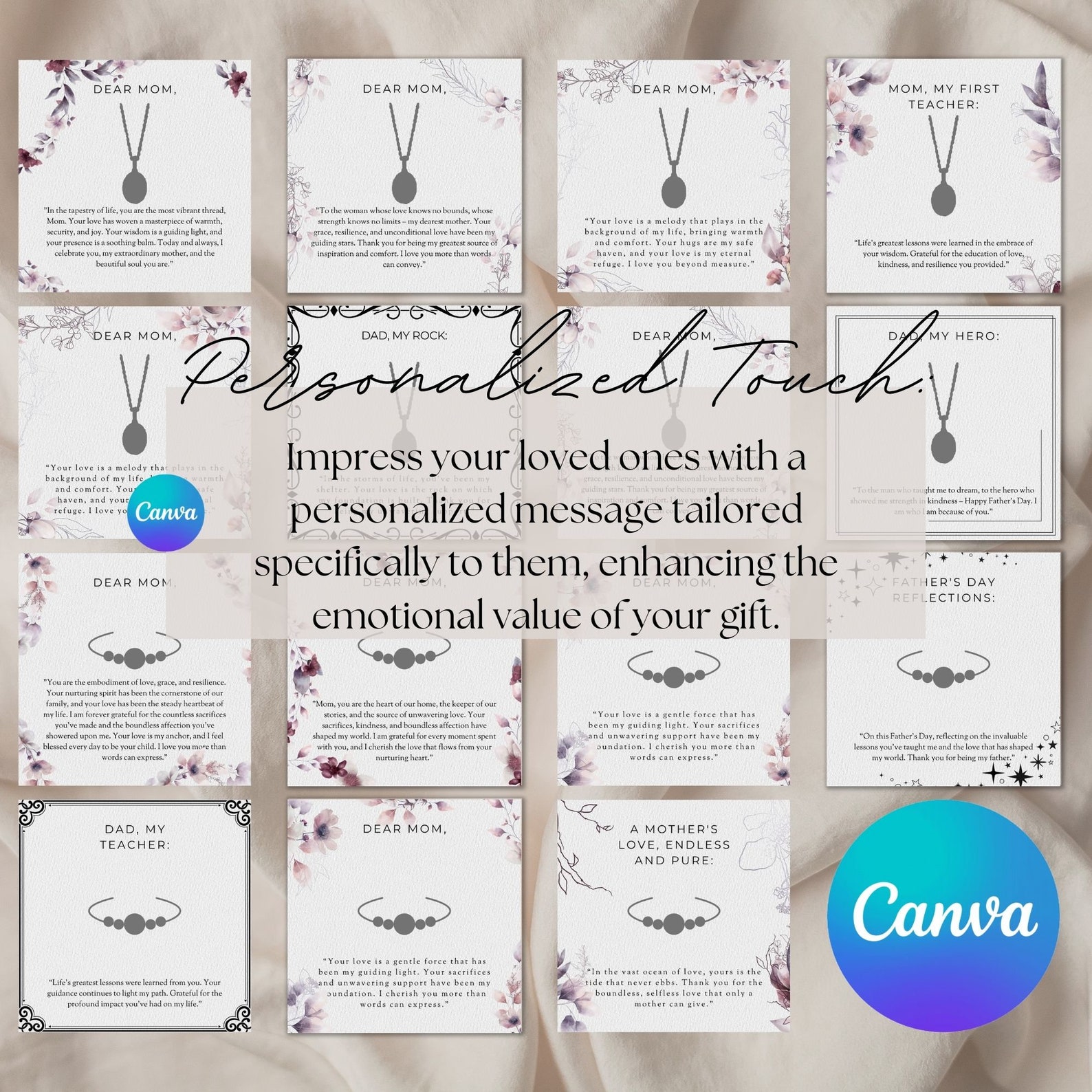 Jewelry Message Card Template - Editable Canva Cards (digital Download ...