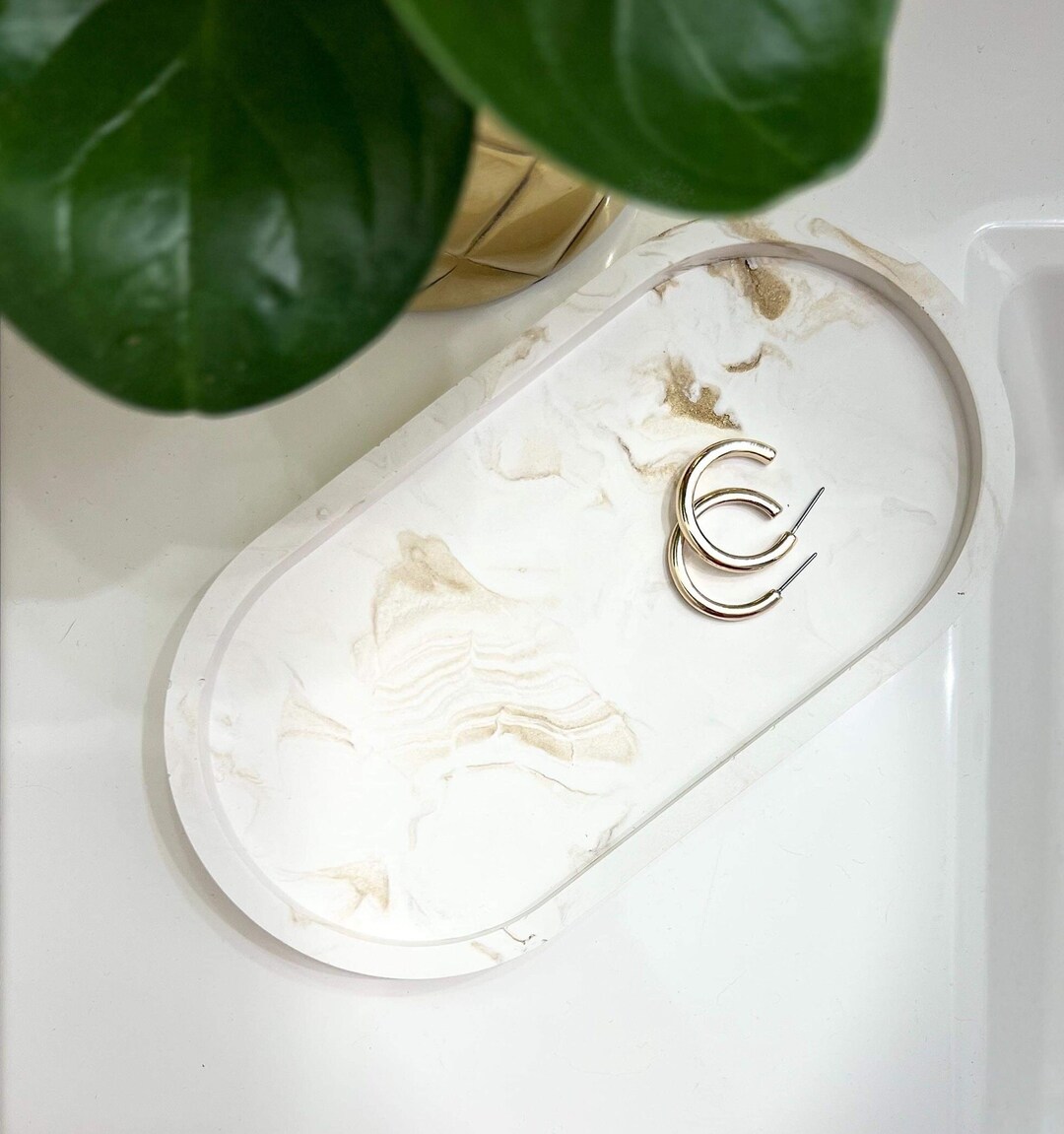 Oval Marble Tray, Trinket Dish, Concrete Tray, Bathroom Tray, Kitchen ...