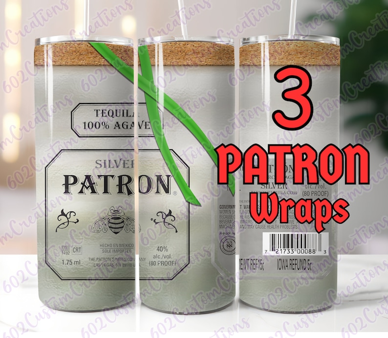PATRON PNG Tumbler Wrap | 20oz Skinny | Instant Download - Etsy