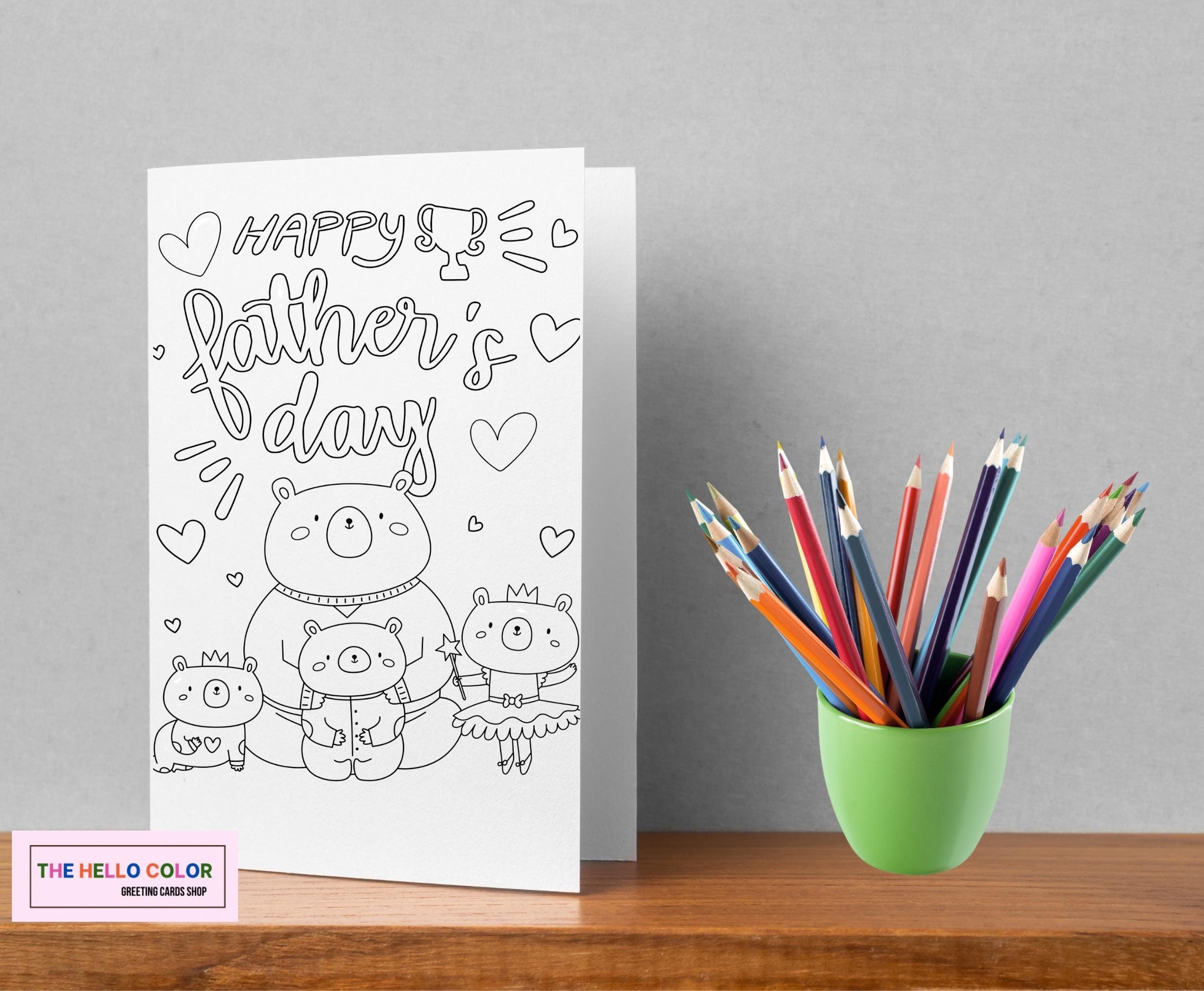 Printable Coloring Father's Day Card, Happy Fathers Day Card,fun ...