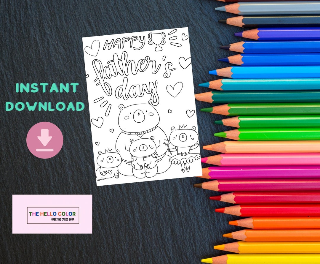 Printable Coloring Father's Day Card, Happy Fathers Day Card,fun ...